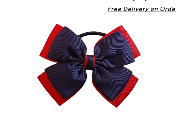 Navy & Red Hair Tie with Bow – Teenywear